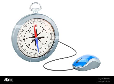 Compass With Computer Mouse 3d Rendering Isolated On White Background
