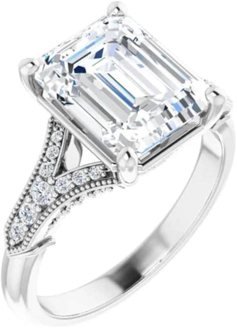 Jeenmata Carat Emerald Cut Moissanite And Diamond Halo Pave 40 Off