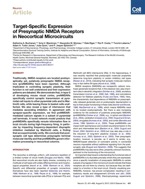 Pdf Target Specific Expression Of Presynaptic Nmda Receptors In