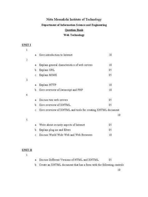 web technology question bank pdf java script world wide web