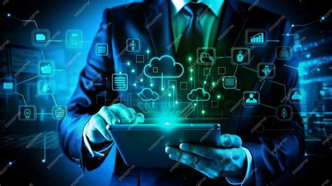 Businessman Touching Technology Global Networking Security Information Safety And Encryption