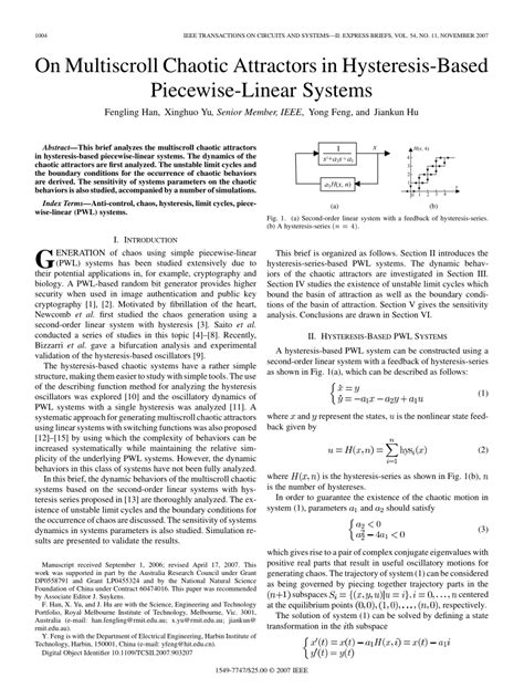 Pdf On Multiscroll Chaotic Attractors In Hysteresis Based Piecewise Linear Systems