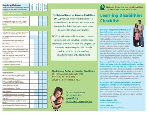 Learning Disabilities Checklist Learning Disabilities Association Of