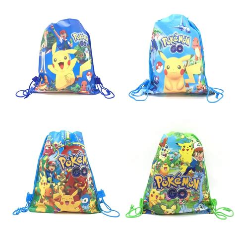 포켓몬 선물 가방 부직포 생일 파티 장식 선물 쇼핑 가방 drawstring 배낭 카와이 피카추 키즈 보이 파티 용품 액션