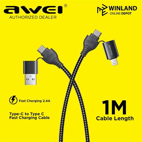 Awei By Winland CL 126 60W Multi Charge Type C To Type C Fast Charging Data Transfer Cable