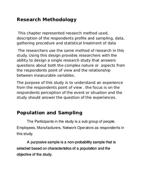 Doc Research Methodology Population And Sampling