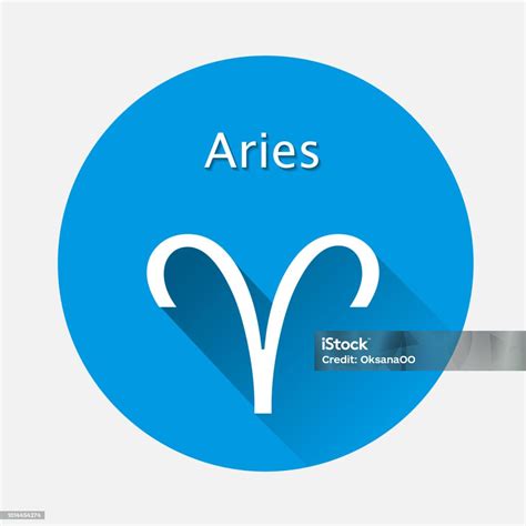 양자리 십이지 신 기호입니다 동그라미 파란색 바탕에 긴 그림자에에서 점성 학 기호 아이콘 레이어 그룹화 쉽게 편집 그림에 대 한 당신의 디자인에 대 한 0명에 대한 스톡