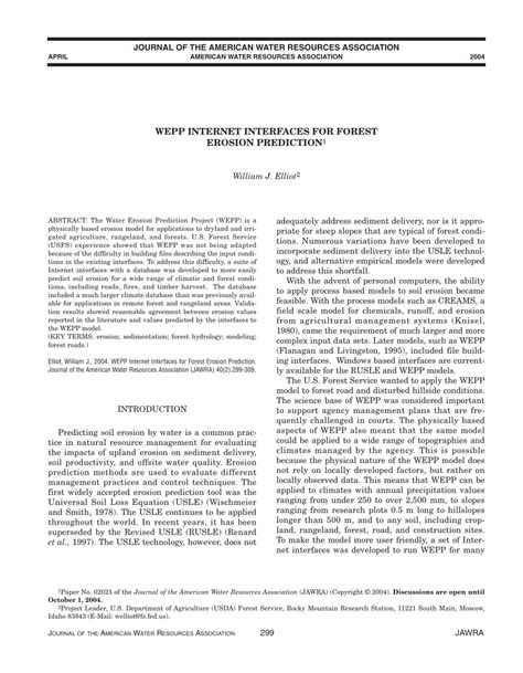 Pdf Wepp Internet Interfaces For Forest Erosion Prediction