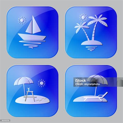 夏季圖示設置向量圖形及更多互聯網圖片 互聯網 傘 具有特定質地 Istock