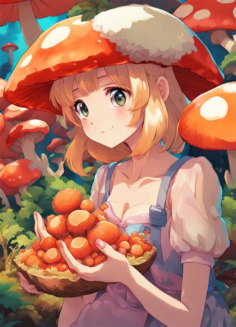 Mushroom Girl Eating Mushrooms Close Up By Kwakukoratangaddo On Deviantart