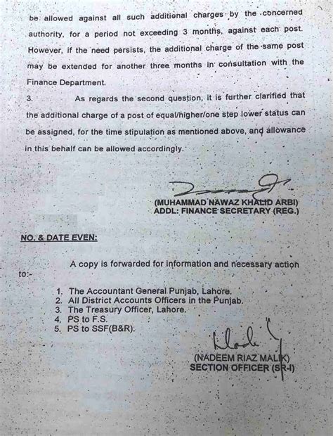 Grant Of Additional Charge Allowance