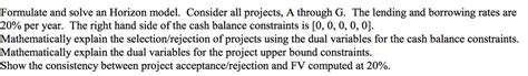 Solved Formulate And Solve An Horizon Model Consider All Chegg