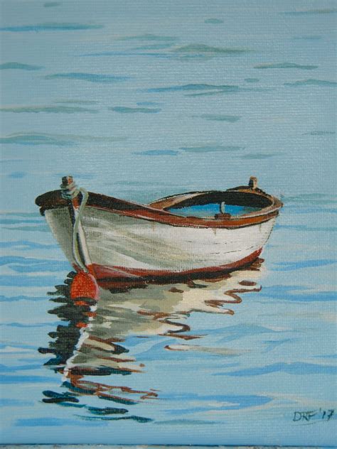 Watercolour Boat Painting With Reflections