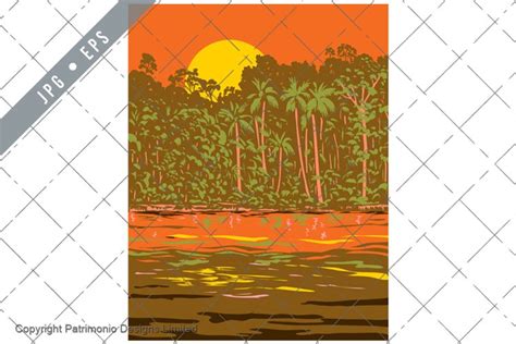 Amazon River Or Rio Amazonas In South America Wpa Art Deco
