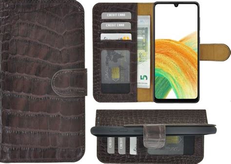 Modo Hoesje Voor Samsung Galaxy A34 Echt Leer Book Case Croco