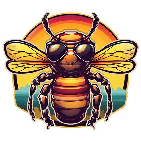 Una Abeja De Dibujos Animados Con Gafas De Sol Y Un Sombrero Con Una