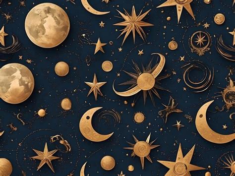 Premium Ai Image Trendy Astrology Seamless Pattern Zodiac Background