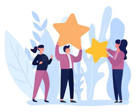 A Vector Illustration Of People Holding Stars And Giving A Five Star