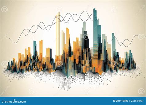 Abstract City Skyline With Data Science Stock Illustration