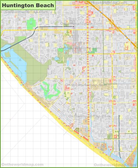 Large Detailed Map Of Huntington Beach Beach Map