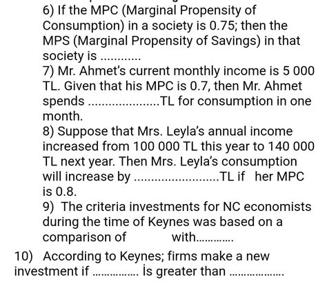 Solved 6 If The Mpc Marginal Propensity Of Consumption In