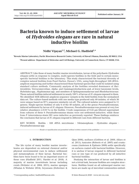 Pdf Bacteria Known To Induce Settlement Of Larvae Of Hydroides