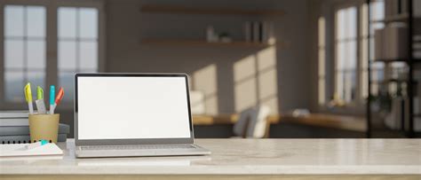 노트북 모형 편지지 및 흰색 탁상의 복사 공간이있는 작업 공간 클로즈업 0명에 대한 스톡 사진 및 기타 이미지 0명 3차원 형태 공란 Istock