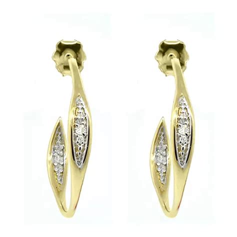 10k Gold Diamond Accent Hoop Earrings