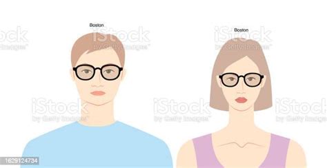 여성과 남성의 보스턴 프레임 안경은 플랫 캐릭터 패션 액세서리 일러스트레이션입니다 선글라스 전면 실루엣 개인 장식품에 대한 스톡 벡터 아트 및 기타 이미지 Istock