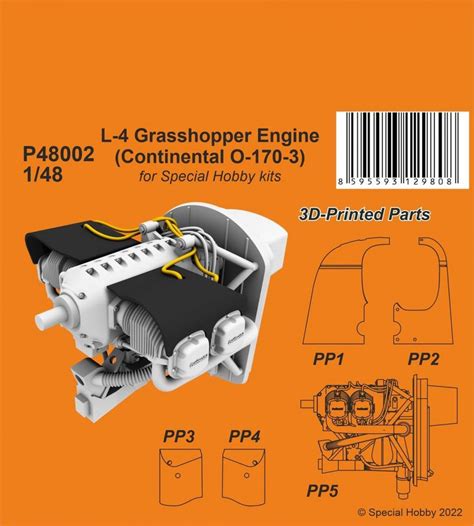 L 4 Grasshopper Engine Continental O 170 3 148 Special Hobby