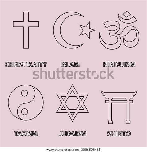 World Religion Symbols Colored Signs Major Stock Vector Royalty Free