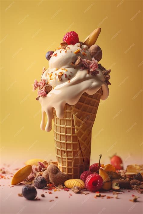 베리와 함께 녹는 아이스크림 무료 사진