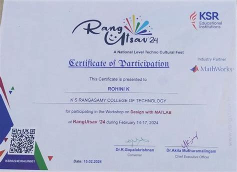 Attended Design With Matlab Workshop Rohini K Posted On The Topic