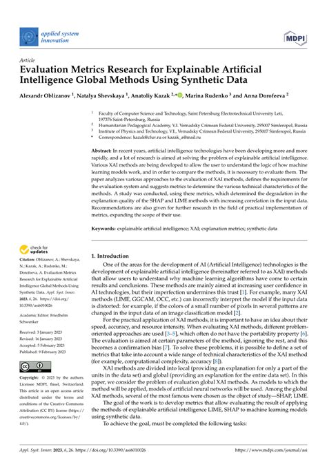 Pdf Evaluation Metrics Research For Explainable Artificial