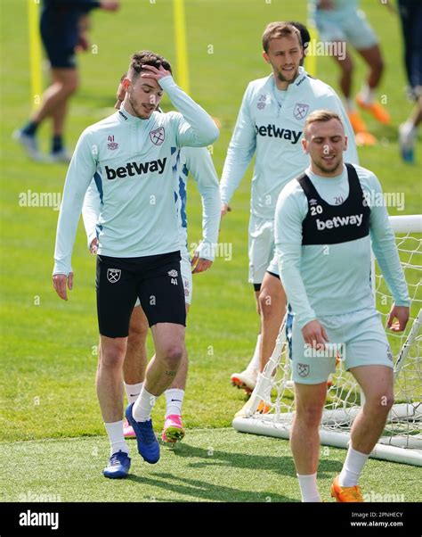 West Ham Uniteds Declan Rice Left During A Training Session At Rush