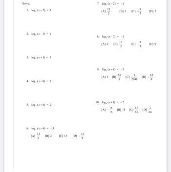 Answered Solve 1 Log X 2 1 Bartleby