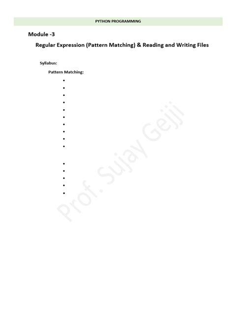 Python Module 3 Notes 21ec646final Pdf Regular Expression