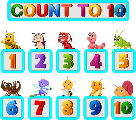 Many Insect And Numbers One To Ten 12850320 Vector Art At Vecteezy