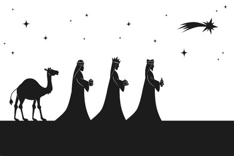 Ilustrações De Silhueta Plana Reyes Magos Vetor Grátis