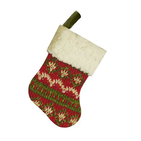 Stocking Mini 6 Red Green White Knitted W Sherpa Cuff Christmas Forever