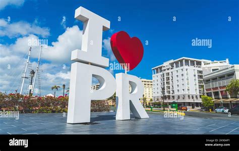 A Design Of I Love Puerto Rico Sign On Sunny Day In Front Of The San