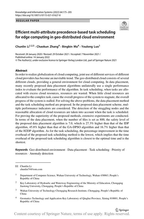 Efficient Multi Attribute Precedence Based Task Scheduling For Edge Computing In Geo Distributed