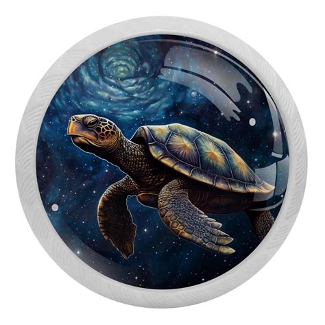 Sea Turtle Pattern 4pcs Cabinet Knobs Pulls Fluorescent Drawer Handle