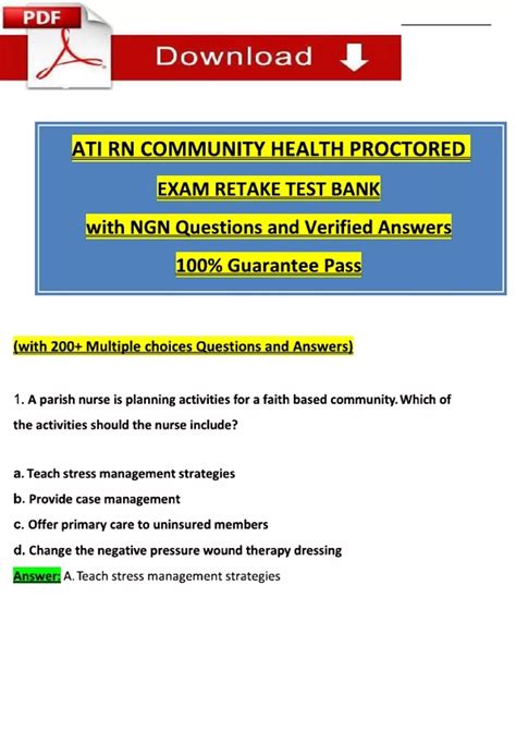 Rn Ati Community Health Proctored Exam Retake Test Bank 200 Ques And Ans With 2023 2024