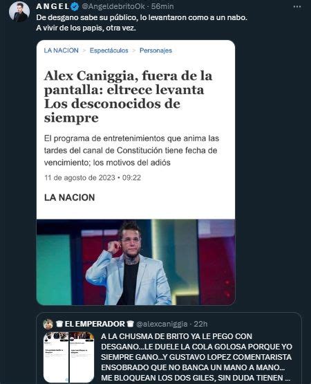 Feroz cruce entre Alex Caniggia y Ángel de Brito en las redes Lo