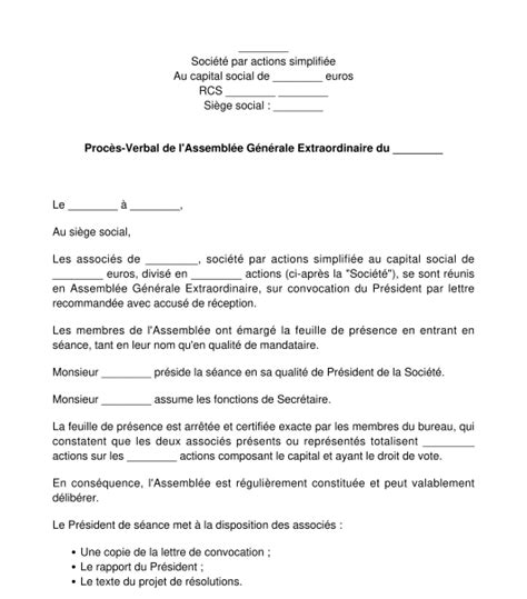 procès verbal de modification de l objet social