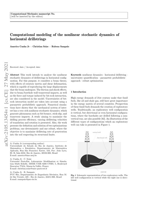 Pdf Computational Modeling Of The Nonlinear Stochastic Dynamics Of