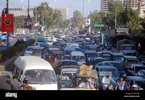 A Large Number Of Vehicles Stuck In Traffic Jam During Protest