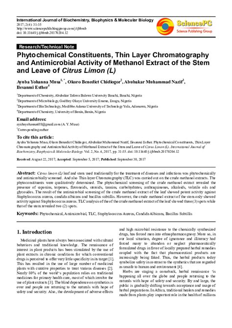 Pdf Phytochemical Constituents Thin Layer Chromatography And