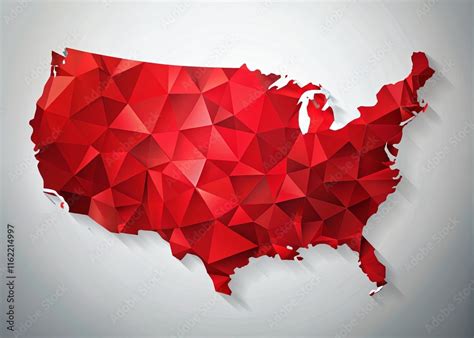 Illustration Stock Usa Map Red Polygon American States Geographic